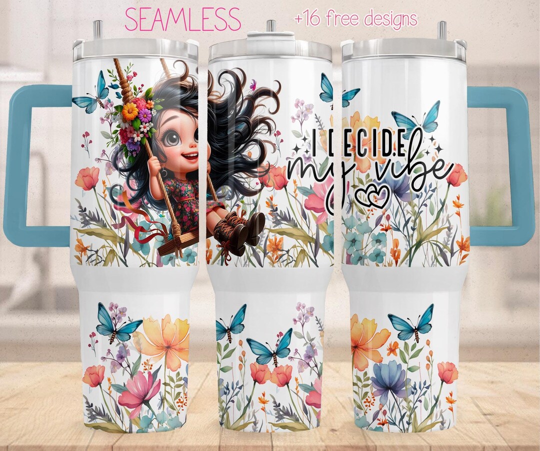 Cute Girl Wrap Design, Motivational 40oz Digital Design, 40oz Tumbler ...