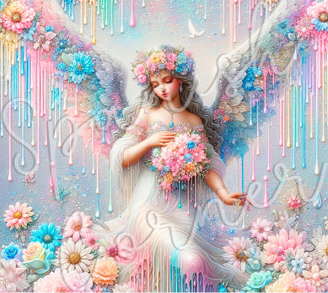Glitter Angel 20oz Dripping Design, Glitter Digital Wrap for ...