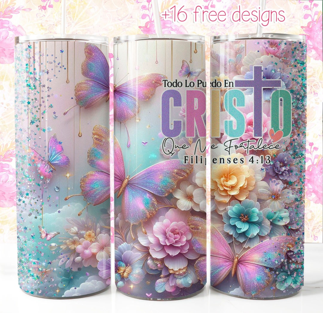 Floral Glitter Tumbler Wrap: Spanish Cristo Design (digital Download ...