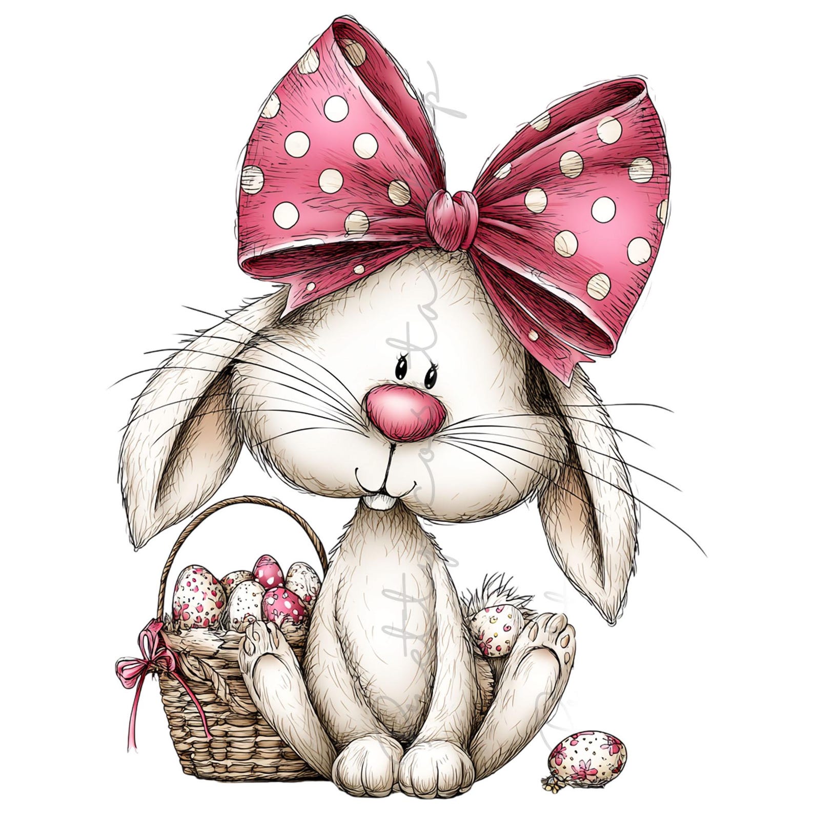 Easter Bunny Clipart PNG Bundle, Cute Bunny Clipart, Vintage Coquette ...