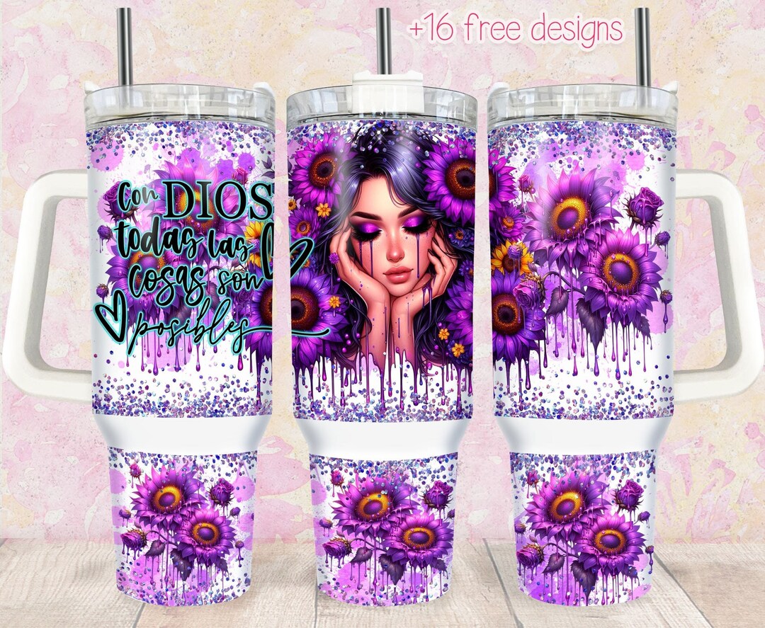 40oz Spanish Wrap Design, Con Dios Todo Es Posible, 40oz Quencher ...