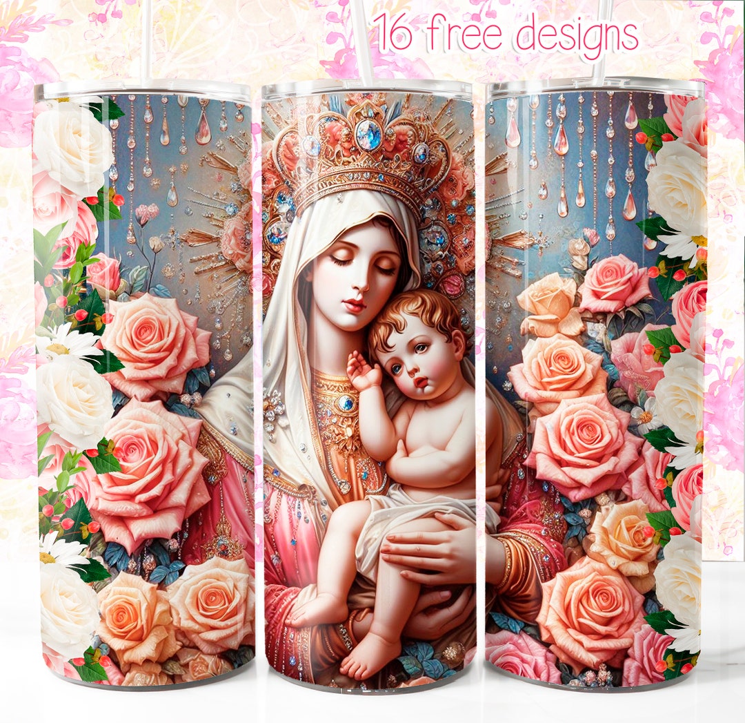Virgen Maria 20oz Digital Design, Catholic Digital Wrap for Sublimation ...