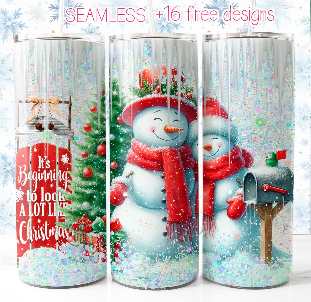 Frozen Snowmen 20oz Wrap Design, 20oz Skinny Tumbler Sublimation Design ...