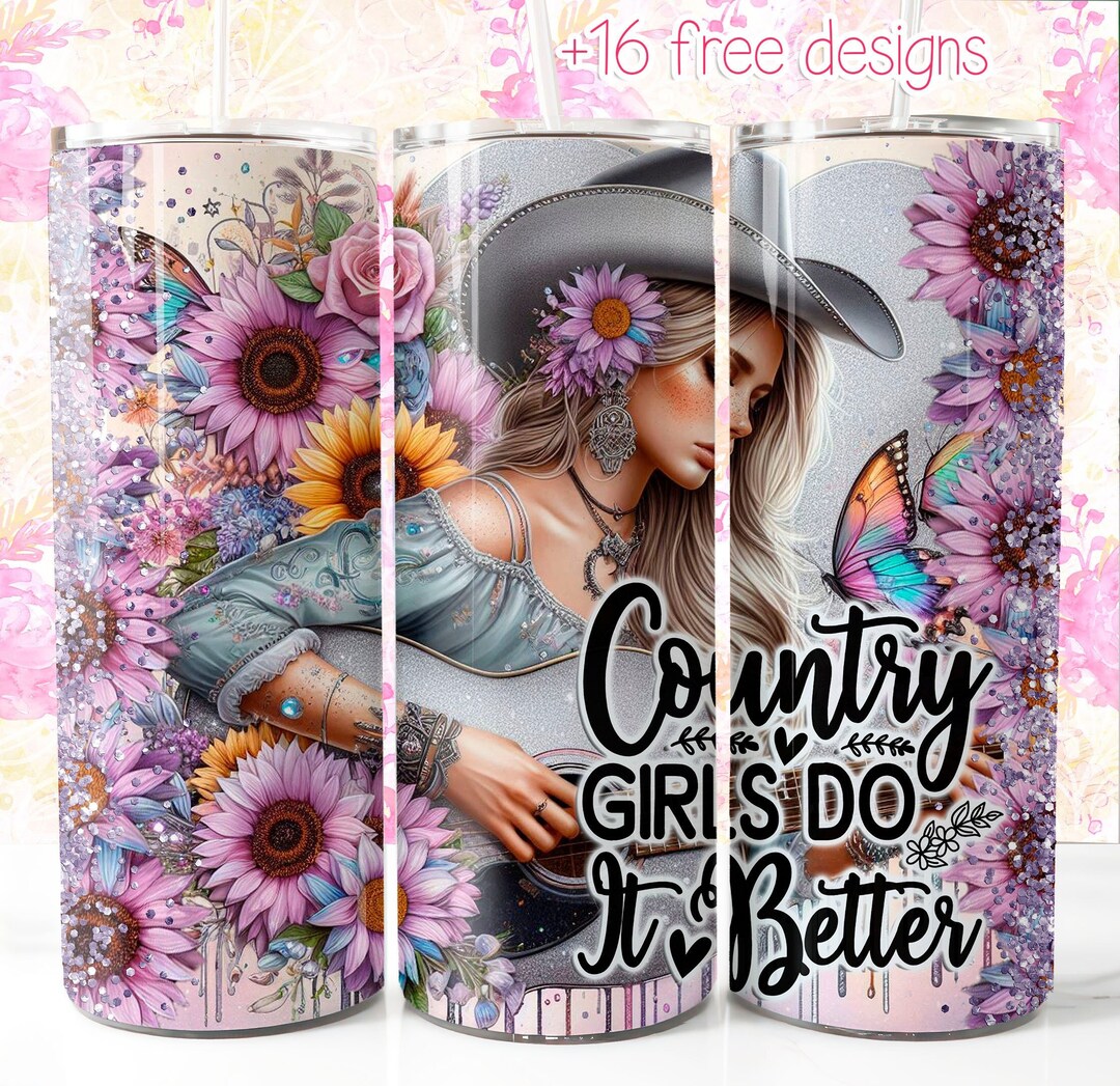Country Girl 20oz Wrap Design, Country Music Tumbler Design ...