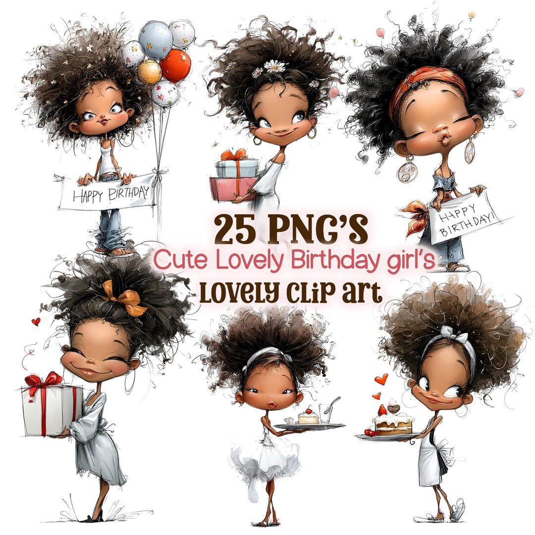 Geburtstag Mädchen Clipart Bundle, alles Gute zum Geburtstag Mädchen ...