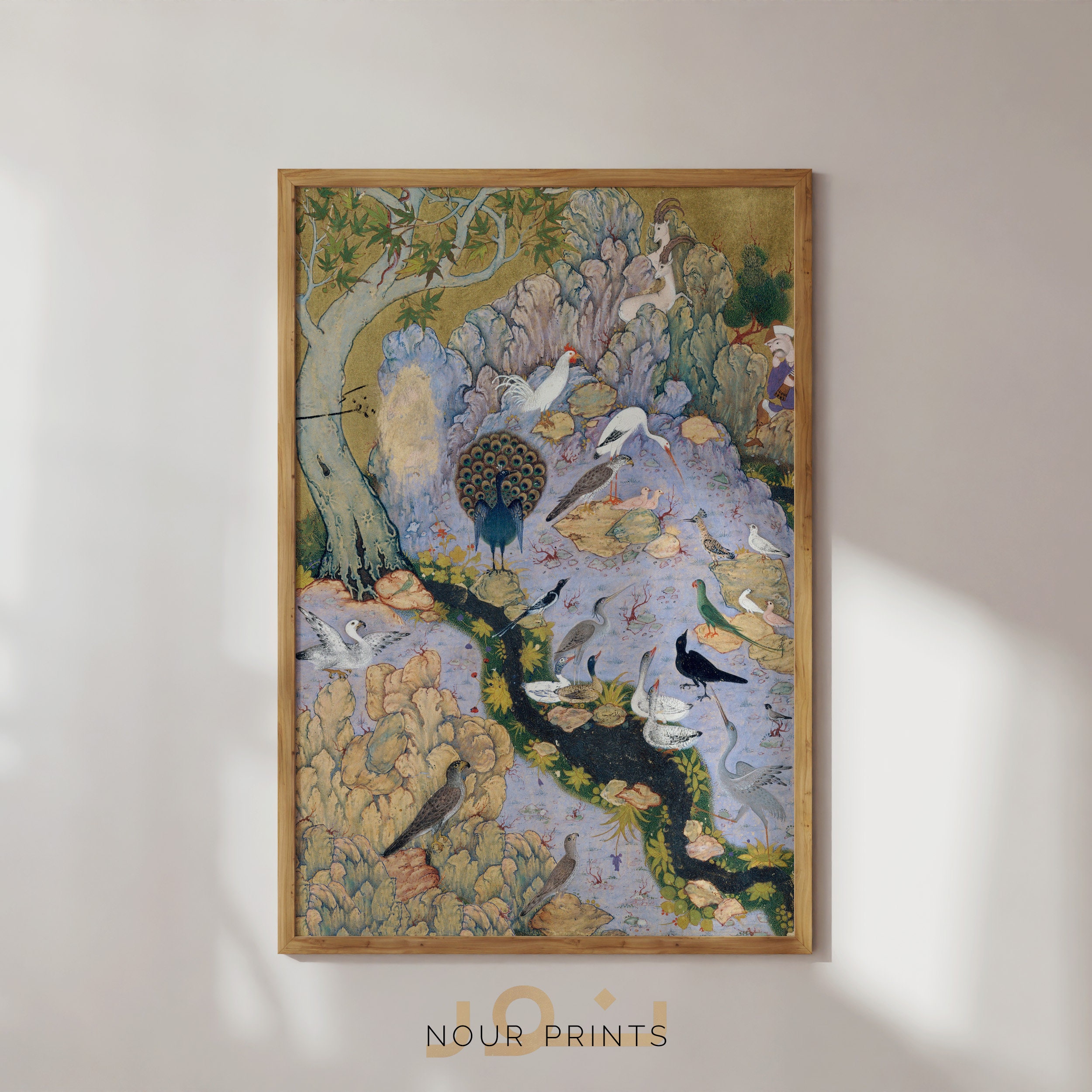 Antique Persian Bird Art, the Concourse of the Birds, Islamic Wall Art ...