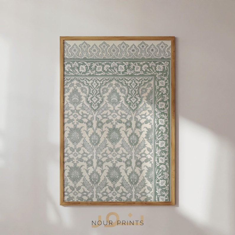 Sage Green Islamic Wall Art Set of 3, Iznik Tile Print Triptych, Green ...