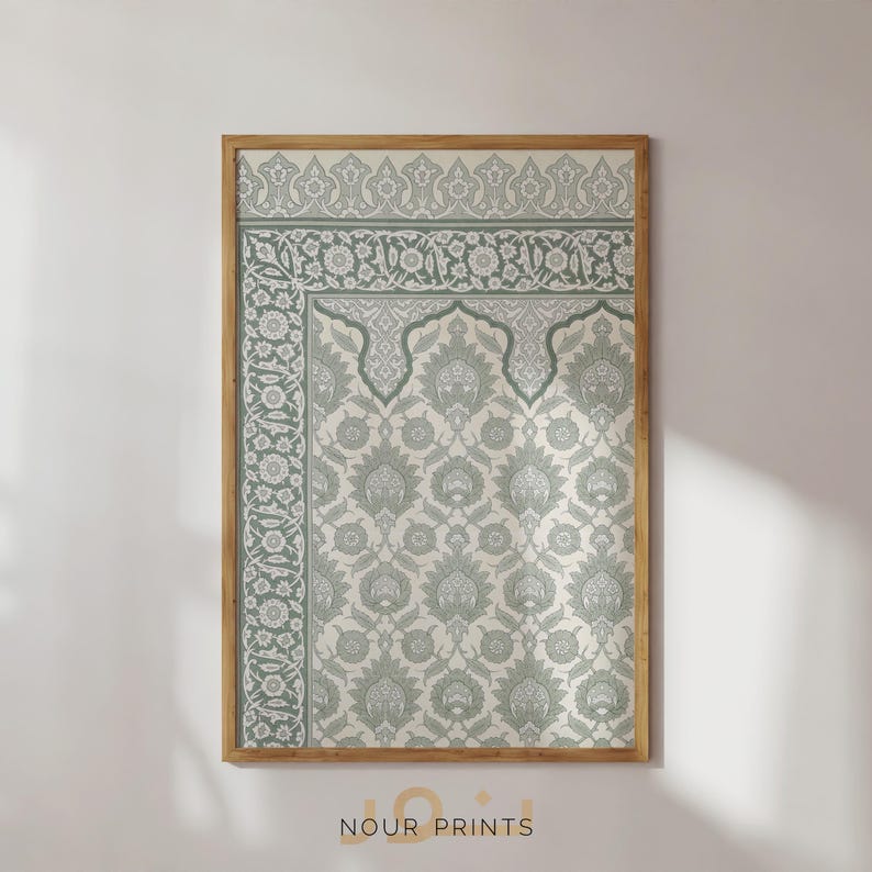 Sage Green Islamic Wall Art Set of 3, Iznik Tile Print Triptych, Green ...