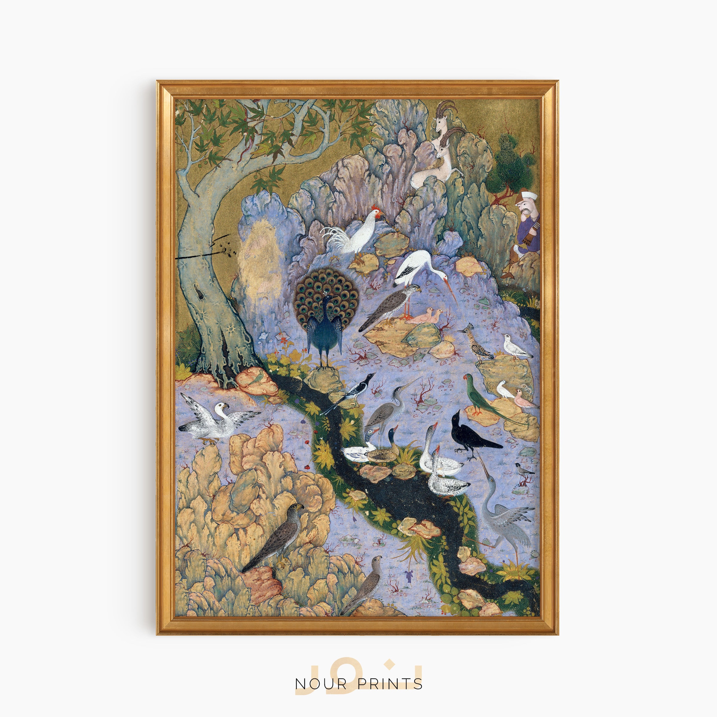 Antique Persian Bird Art, the Concourse of the Birds, Islamic Wall Art ...