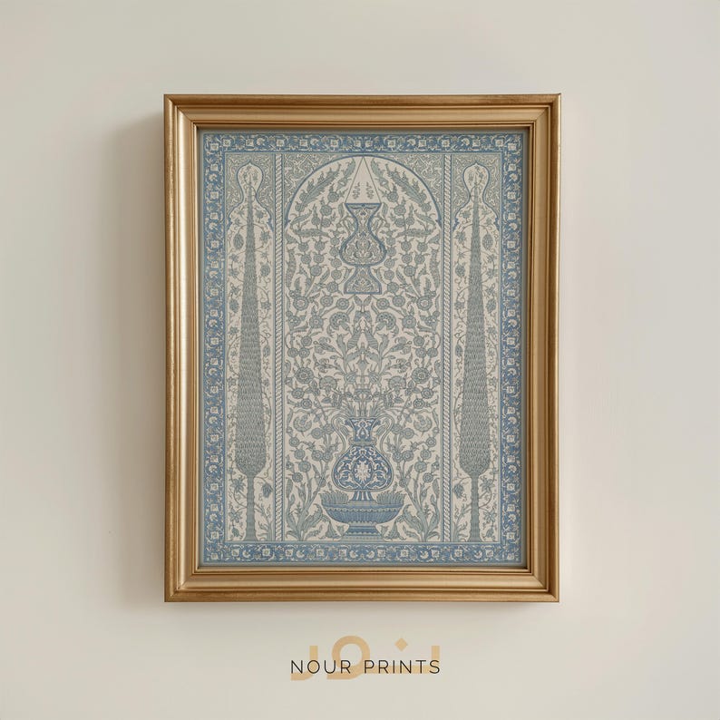 Blue Mosque Wall Art, Islamic Mihrab Fine Art Poster, Vintage Iznik ...