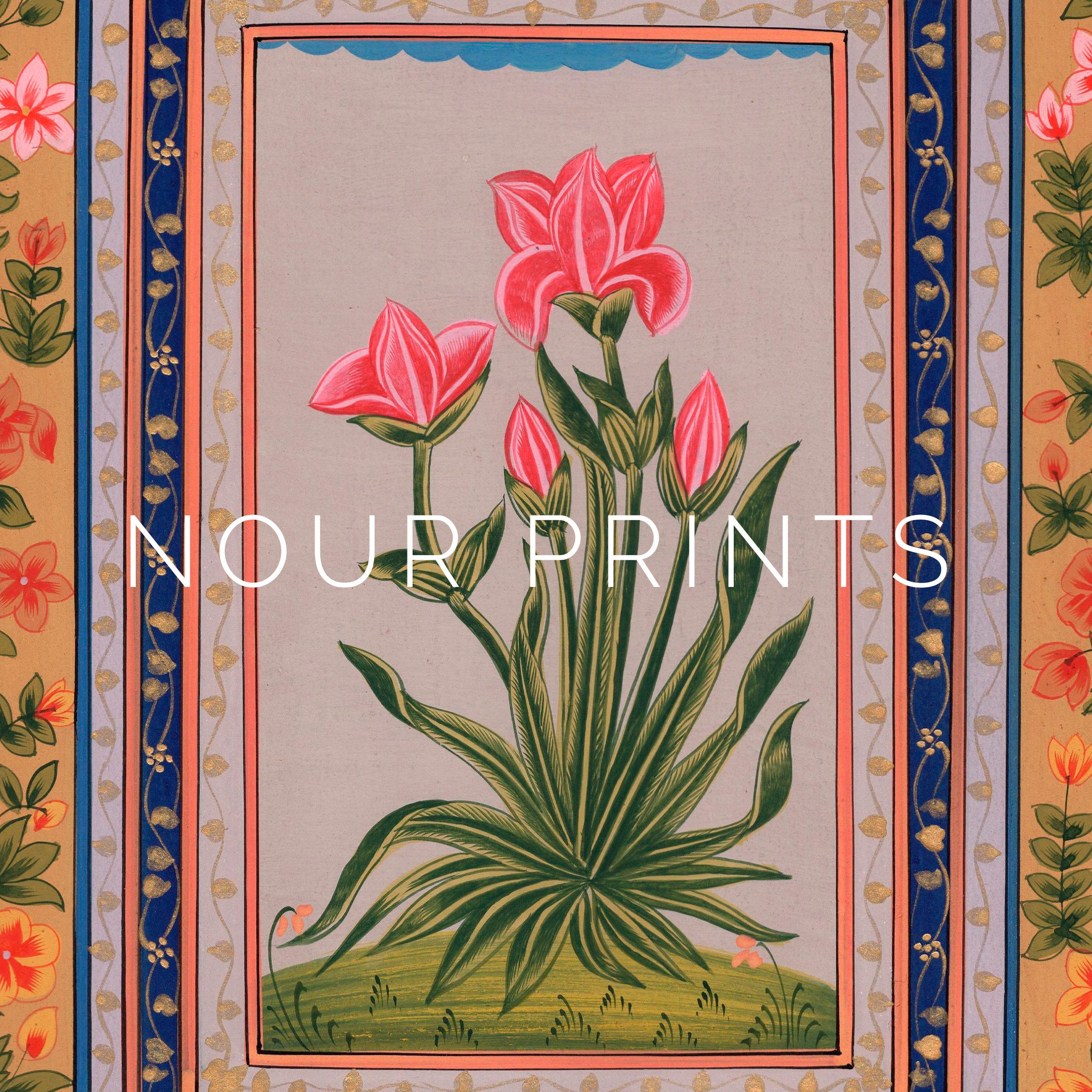 Antique Mughal Flower Art, Indian Floral Miniature Painting ...