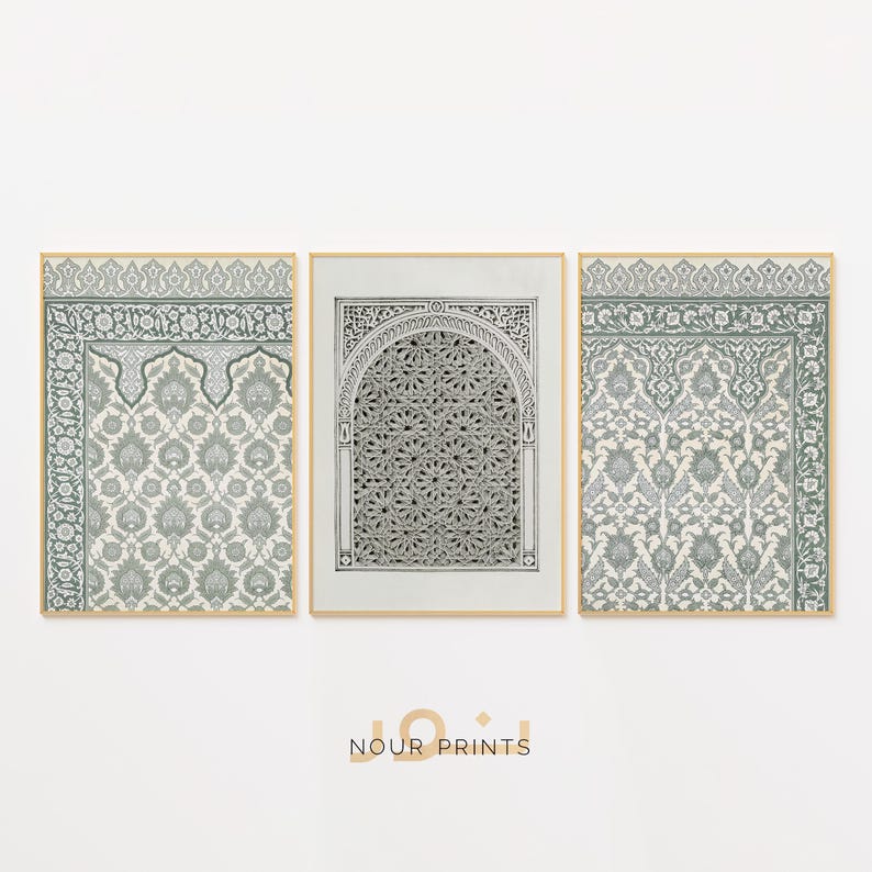 Islamic Geometric Art, Mosque Patterns Art Set of 3 Prints, Modern ...