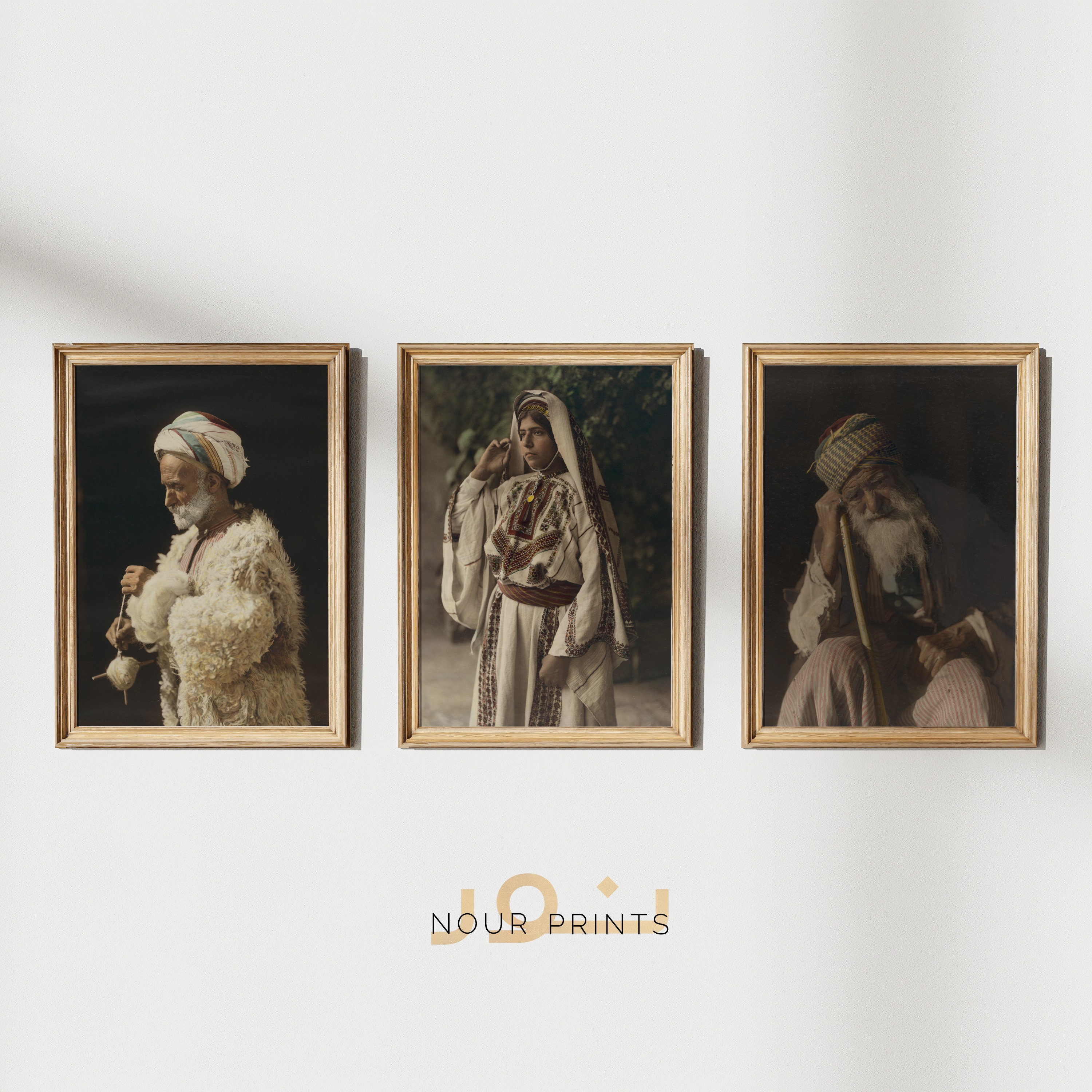 Vintage Palestinian Portrait Set of 3, Free Palestine Art, Arabic Man ...