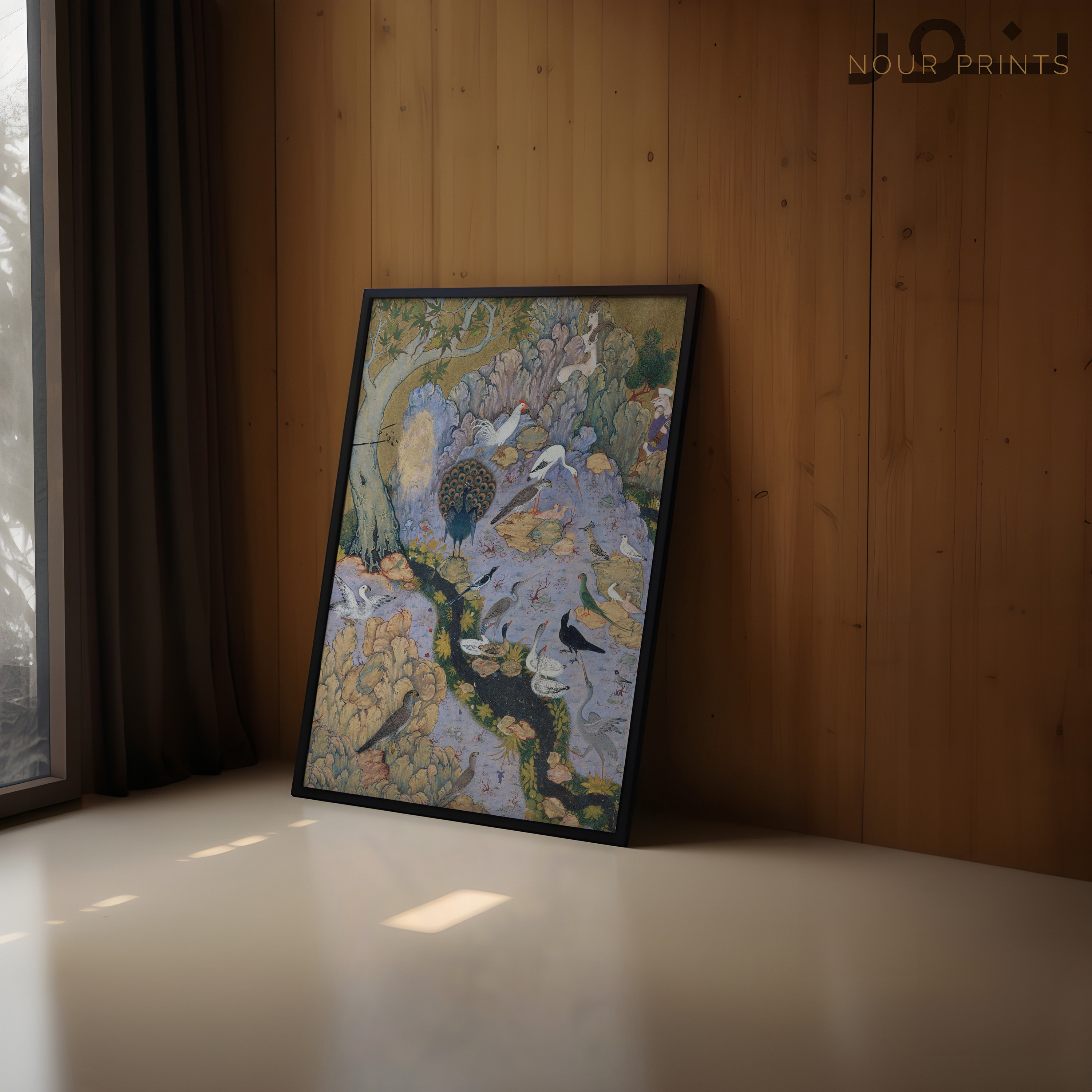 Antique Persian Bird Art, the Concourse of the Birds, Islamic Wall Art ...