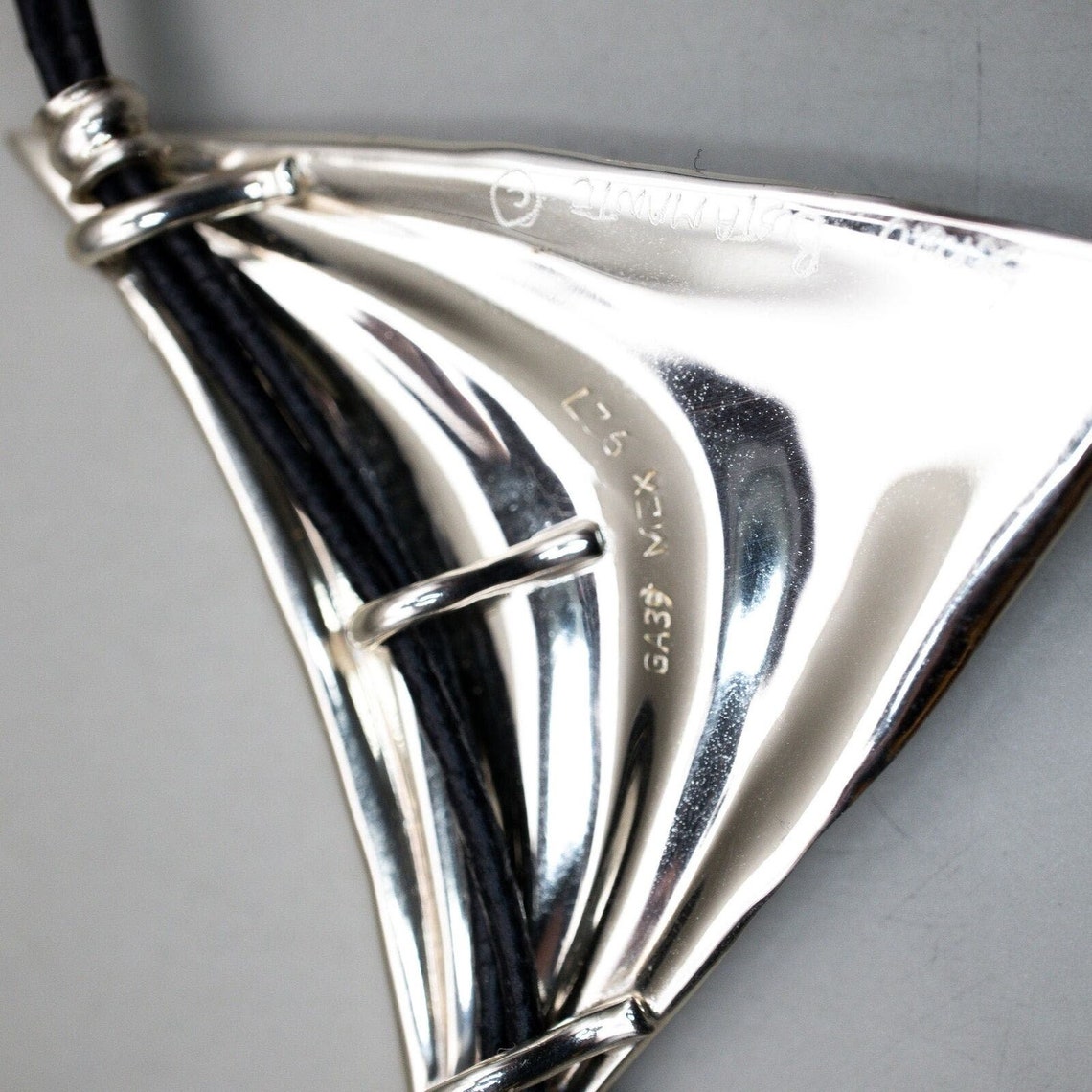 Sergio Bustamante Sterling Silver Triangle Face Pendant & Earrings Set ...