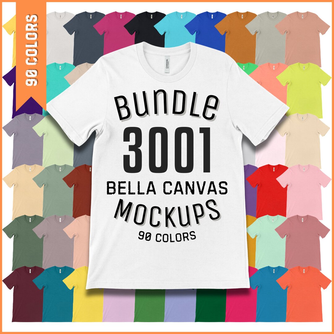 Bellacanvas 3001 Mockups Tshirts Bundle, Print-on-demand Tshirt Bundle, Flatlay Bella Canvas ...