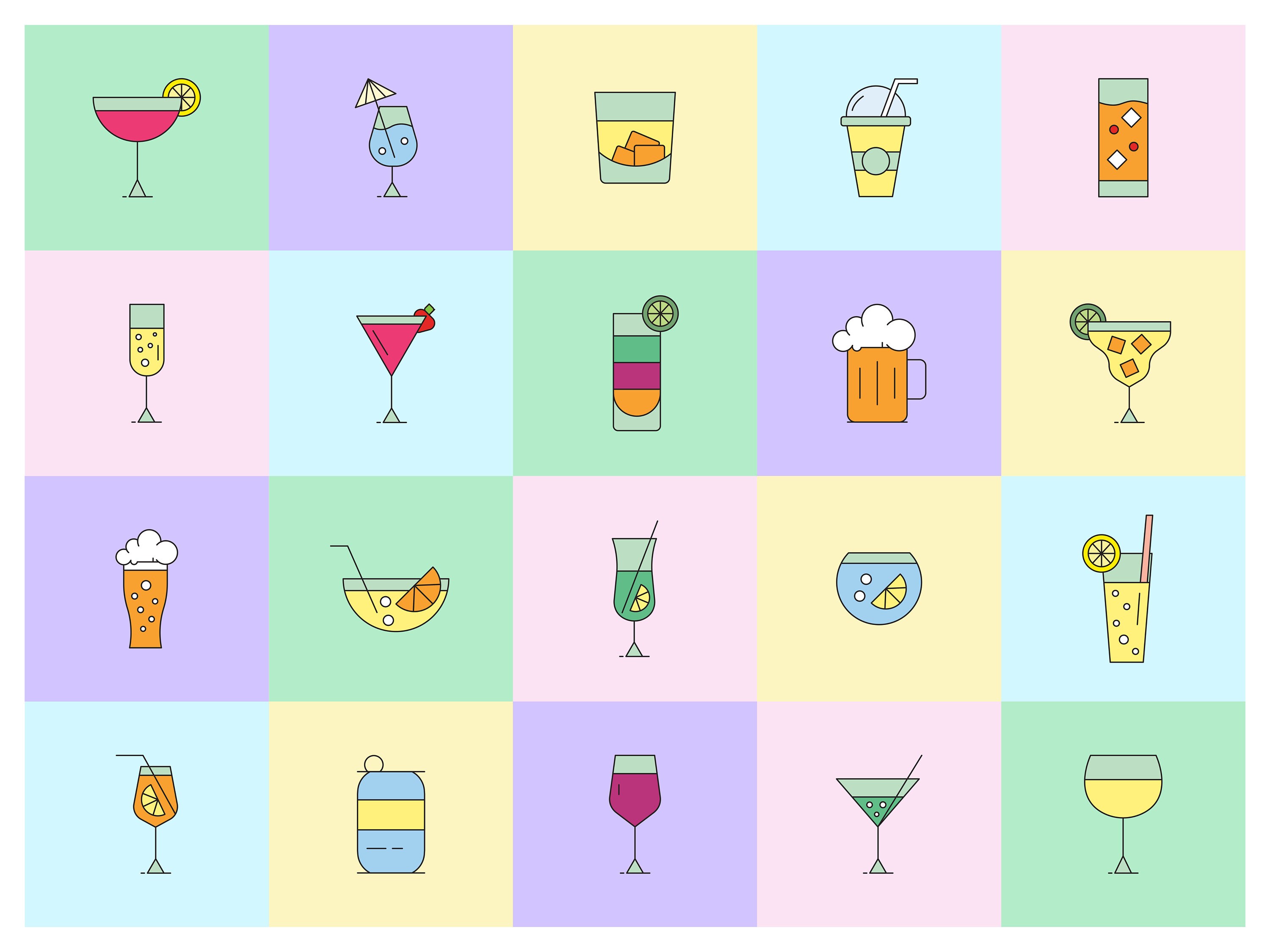 20 Alcohol Vectors Full Color Flat Icons. Icon Bundle. Vector SVG and ...