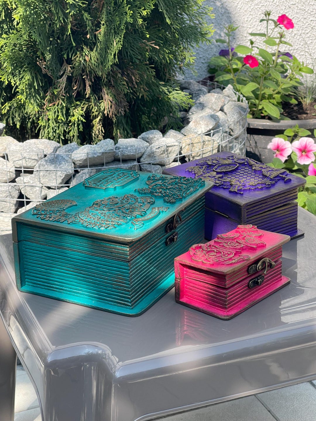 Set of 3 Book Boxes – Alice in Wonderland Style – Secret Storage ...
