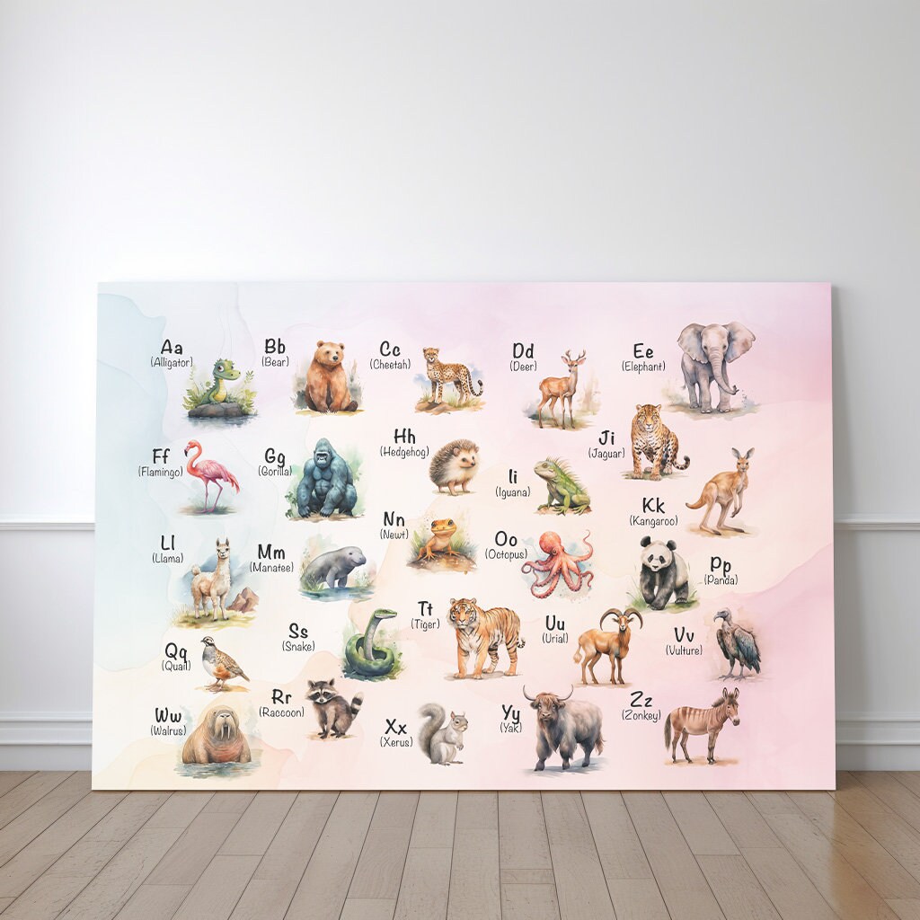 Animal Alphabet Chart Wall Decor Homeschool Decor Classroom Decor ...
