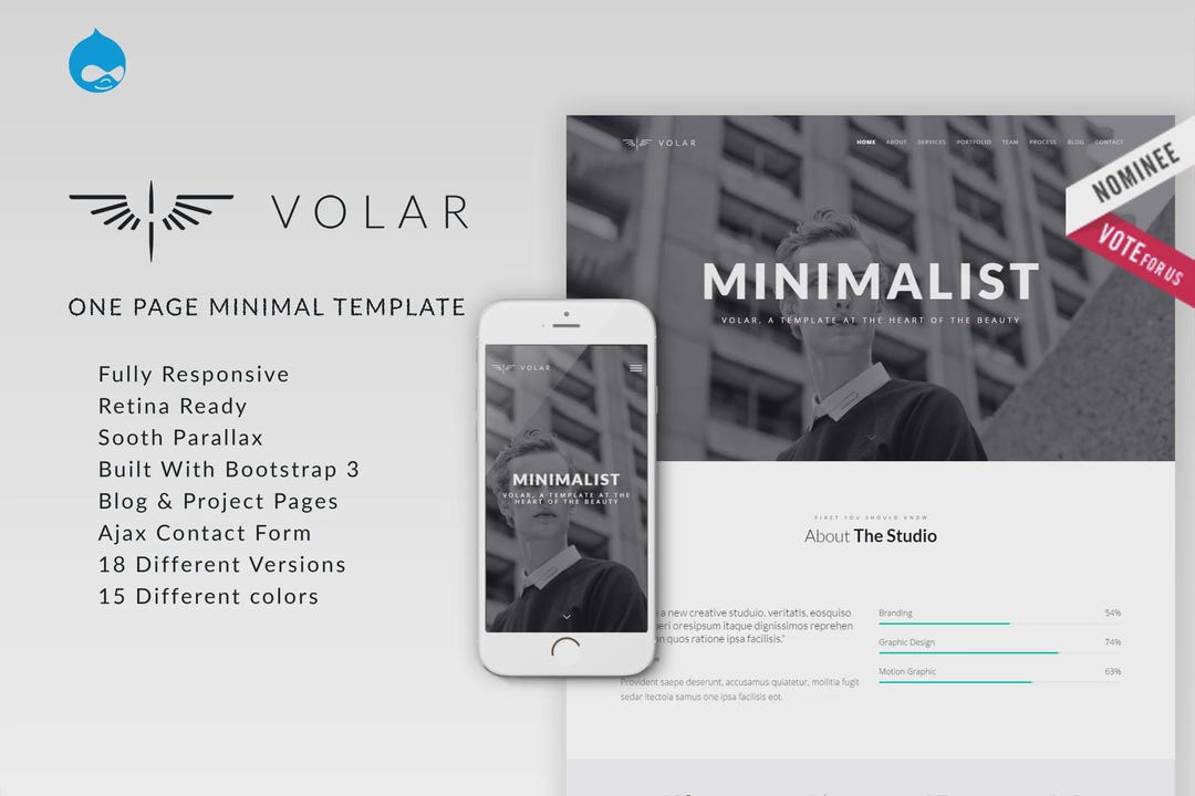Volar | One Page Minimal Parallax Drupal — Multipurpose Theme | Mega ...