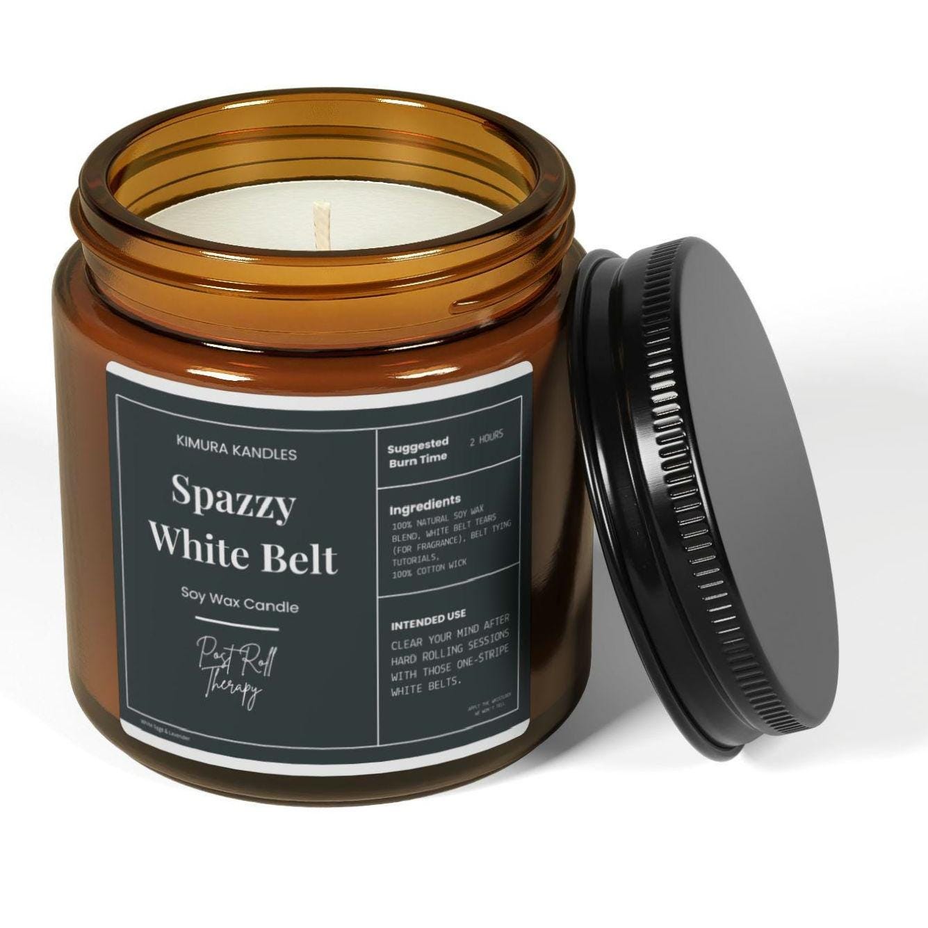 Kimura Kandles | SPAZZY WHITE BELT | Post Roll Therapy Candle (multi ...