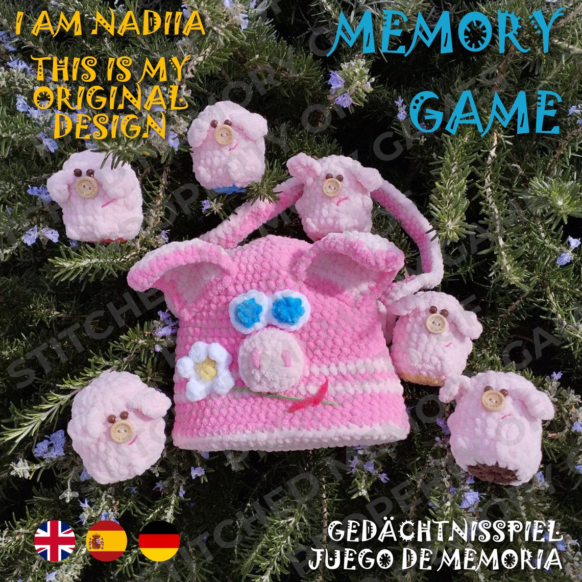 Crochet Memory Game PIG and PIGLETS: Toy for Visual Memory, Colors ...