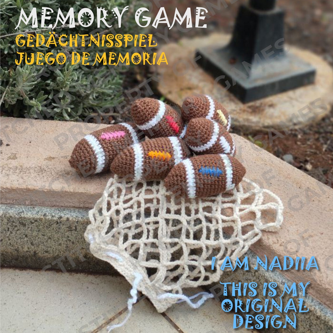 Crochet Memory Game Football: Toy for Visual Memory, Colors, Counting ...