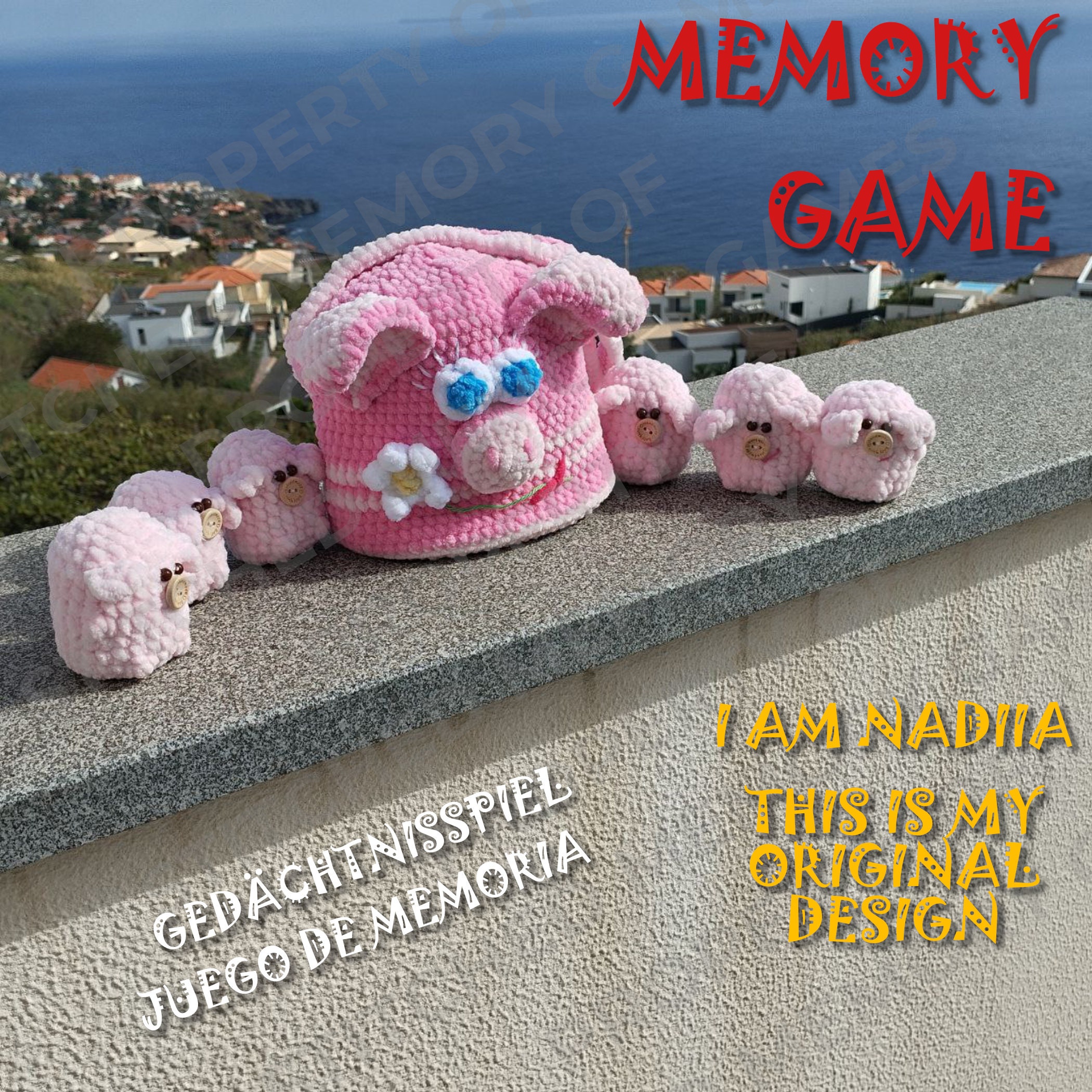 Crochet Memory Game PIG and PIGLETS: Toy for Visual Memory, Colors ...