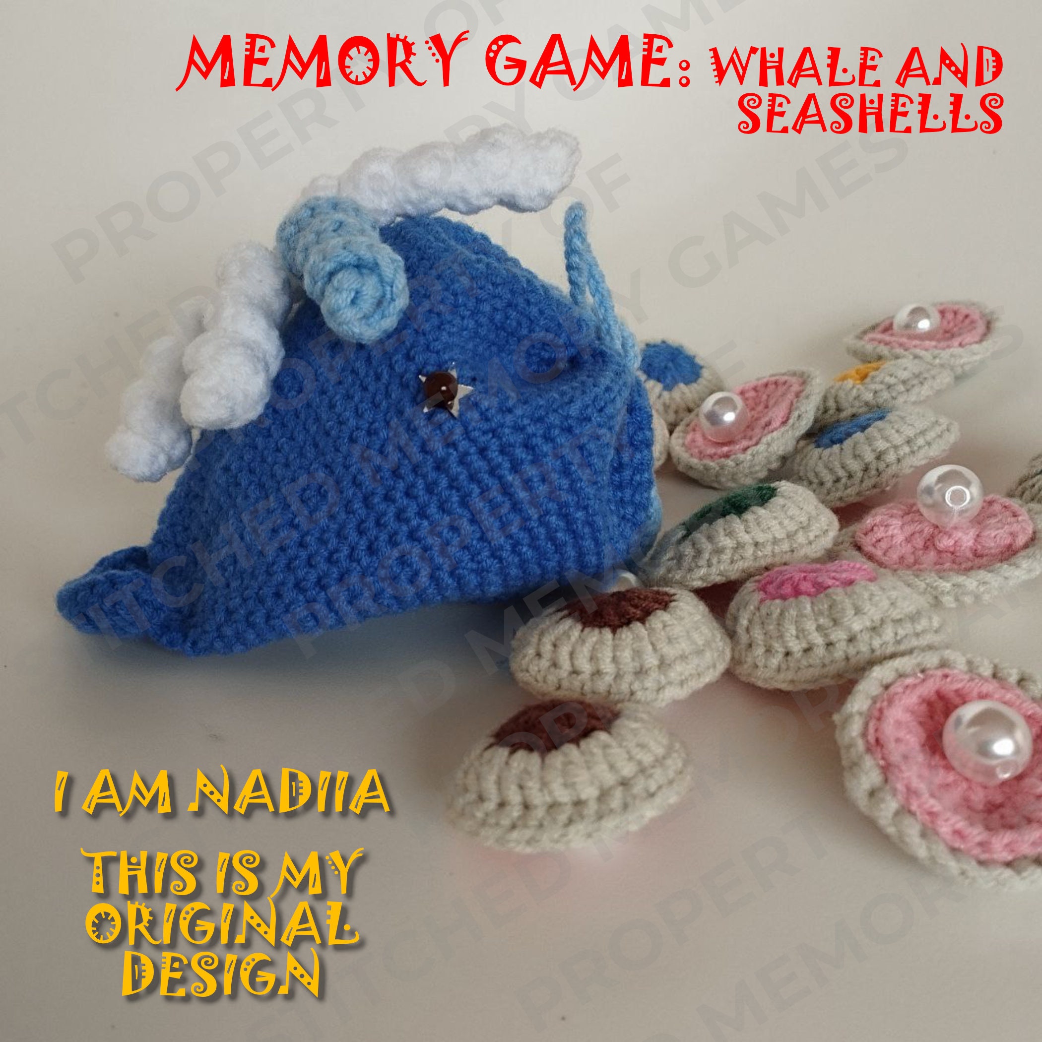 Crochet Memory Game WHALE & SEASHELLS: Toy for Visual Memory, Colors ...