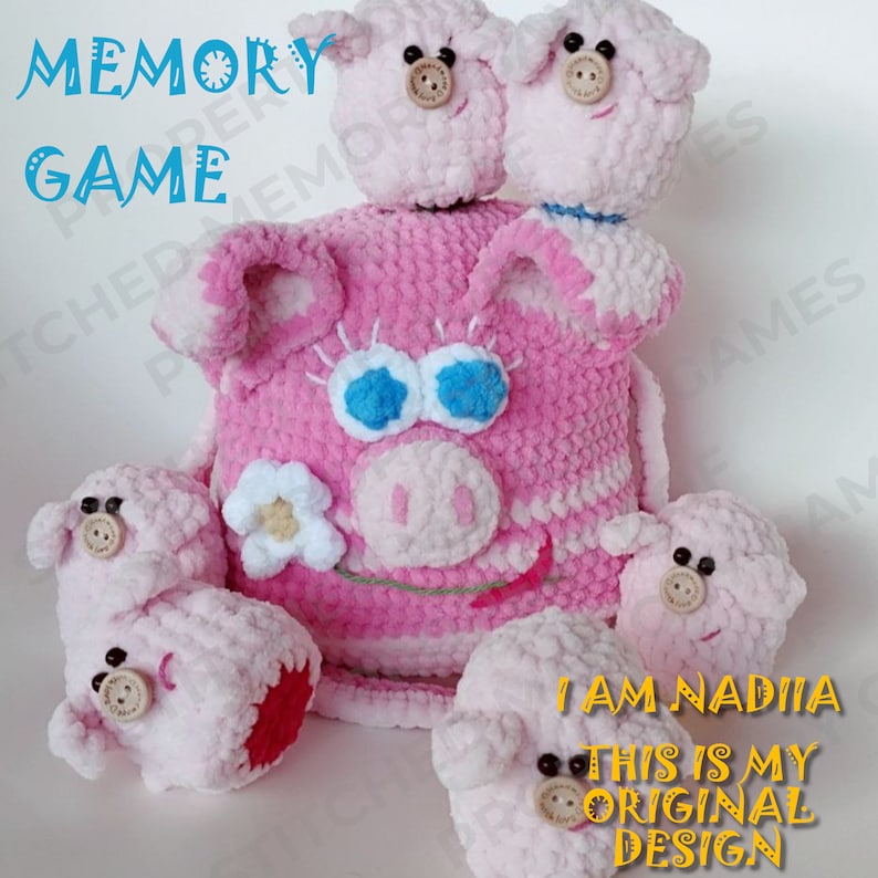 Crochet Memory Game PIG and PIGLETS: Toy for Visual Memory, Colors ...