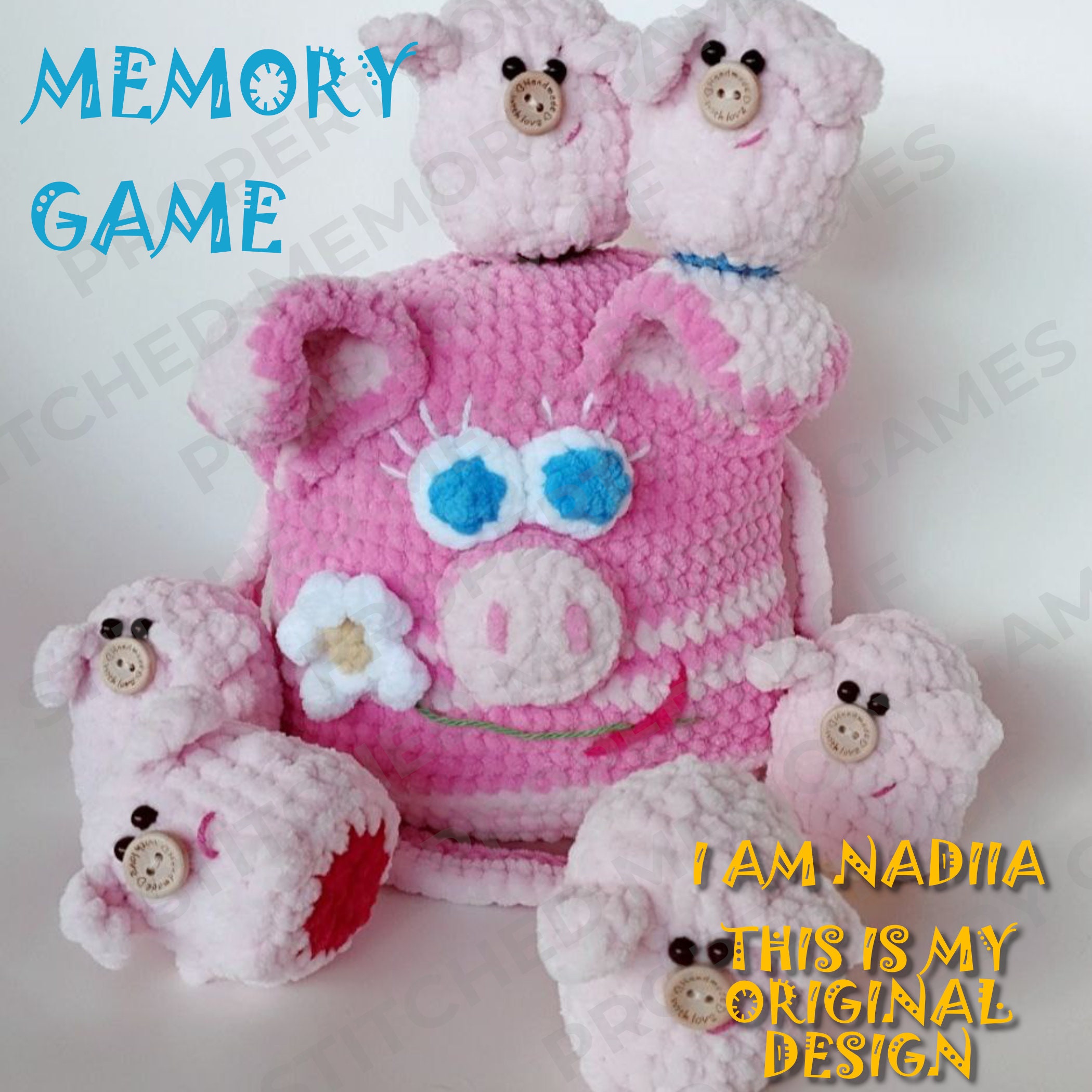 Crochet Memory Game PIG and PIGLETS: Toy for Visual Memory, Colors ...