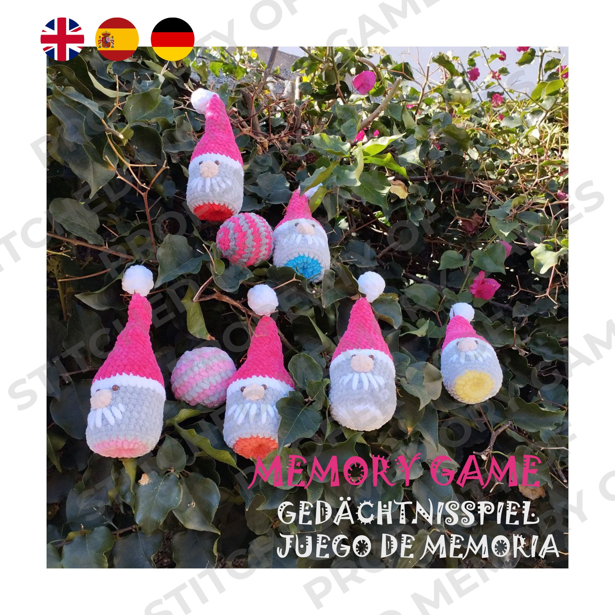 Crochet Bowling Memory Game Pattern Christmas Gnomes: Toy for Visual ...