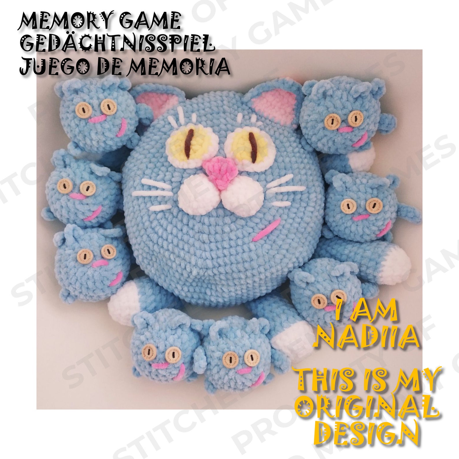 Crochet Memory Game With Cat and Kitties: Crochet Toy Pattern for ...