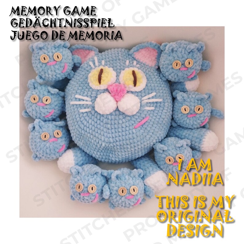 Crochet Memory Game With Cat and Kitties: Crochet Toy Pattern for ...