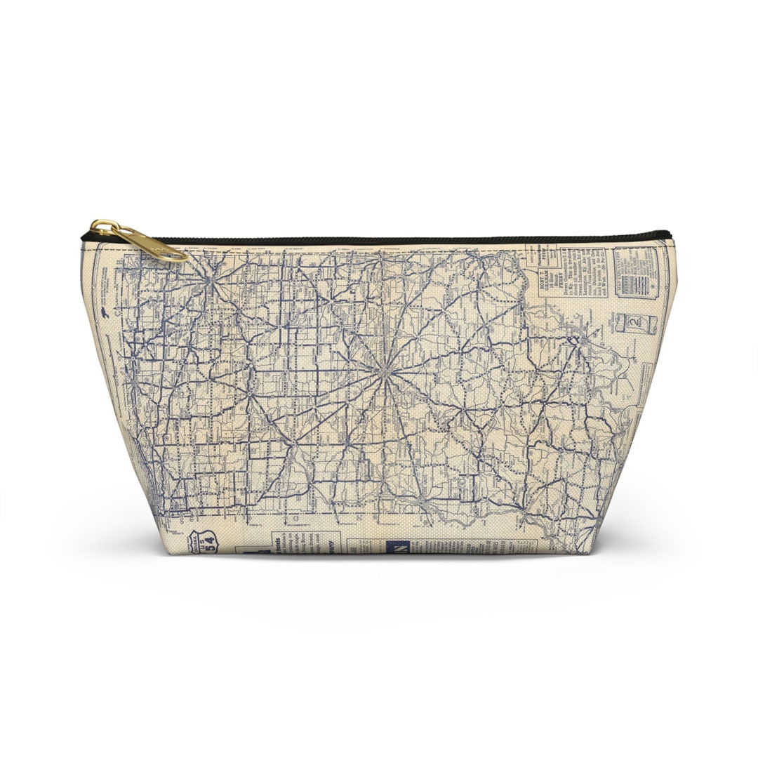 Indiana Map Pouch Vintage Indiana Map Indiana Gift Indiana Wristlet ...