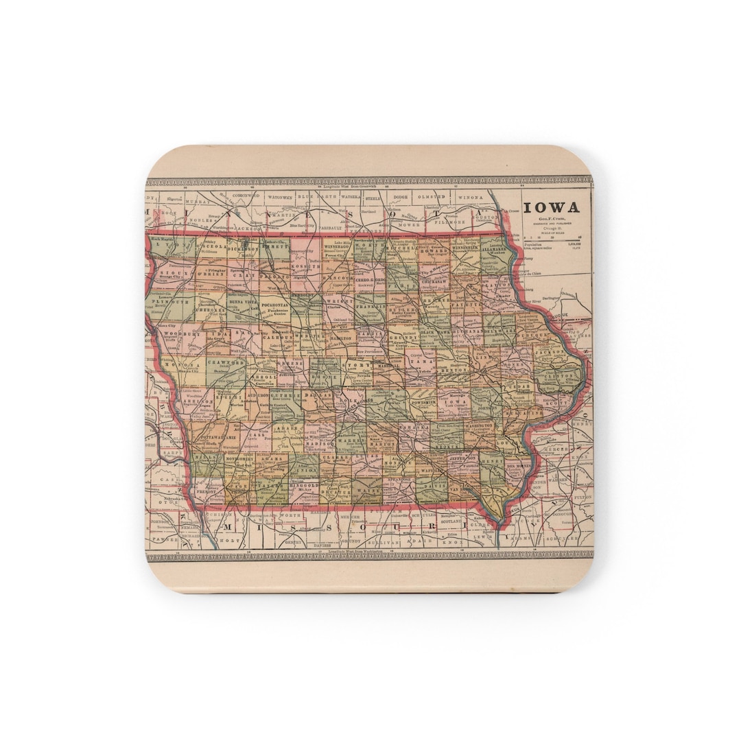 Iowa Map Coaster Set - Iowa Coasters - Iowa Airbnb Decor - Iowa ...