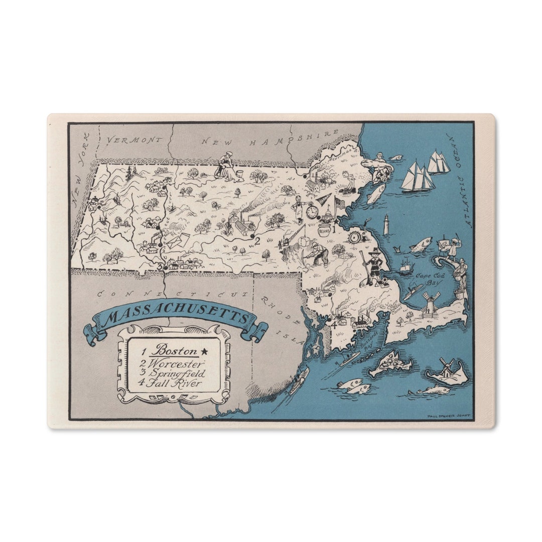 Massachusetts Map Cutting Board Massachusetts Map Charcuterie Board ...