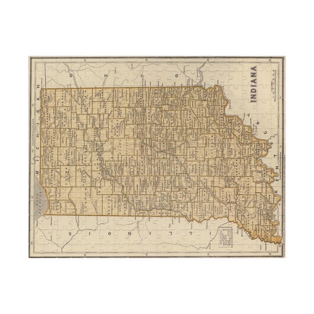 Indiana Map Puzzle - Indiana Puzzle for Adults - Indiana Jigsaw Puzzle ...