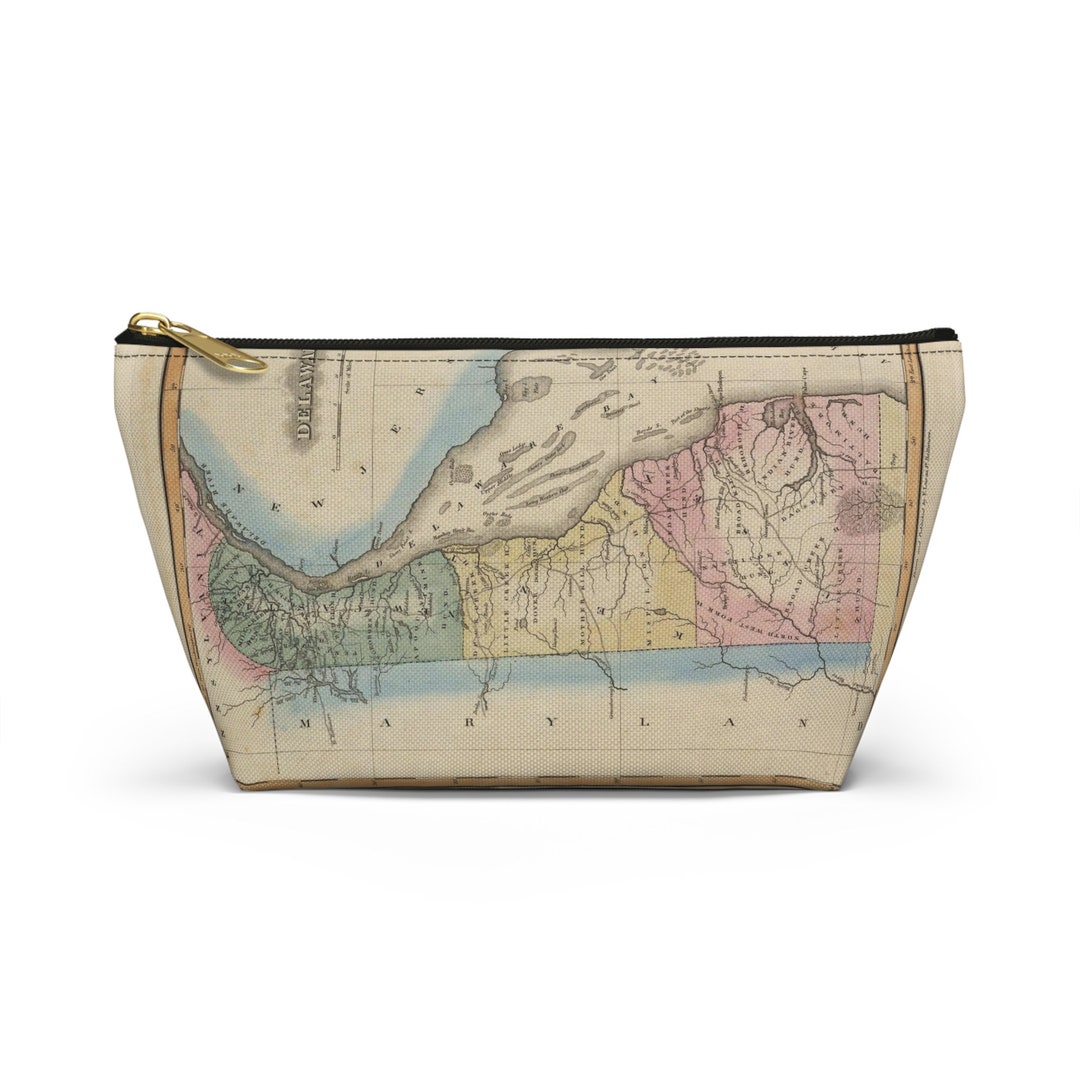Delaware Map Pouch - Vintage Delaware Map - Delaware Gift - Delaware ...