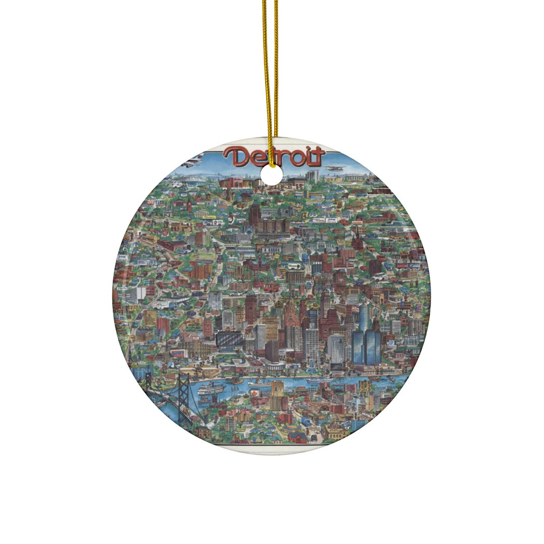 Detroit Map Ornament - Detroit Ornament - Detroit Gift - Detroit Map ...