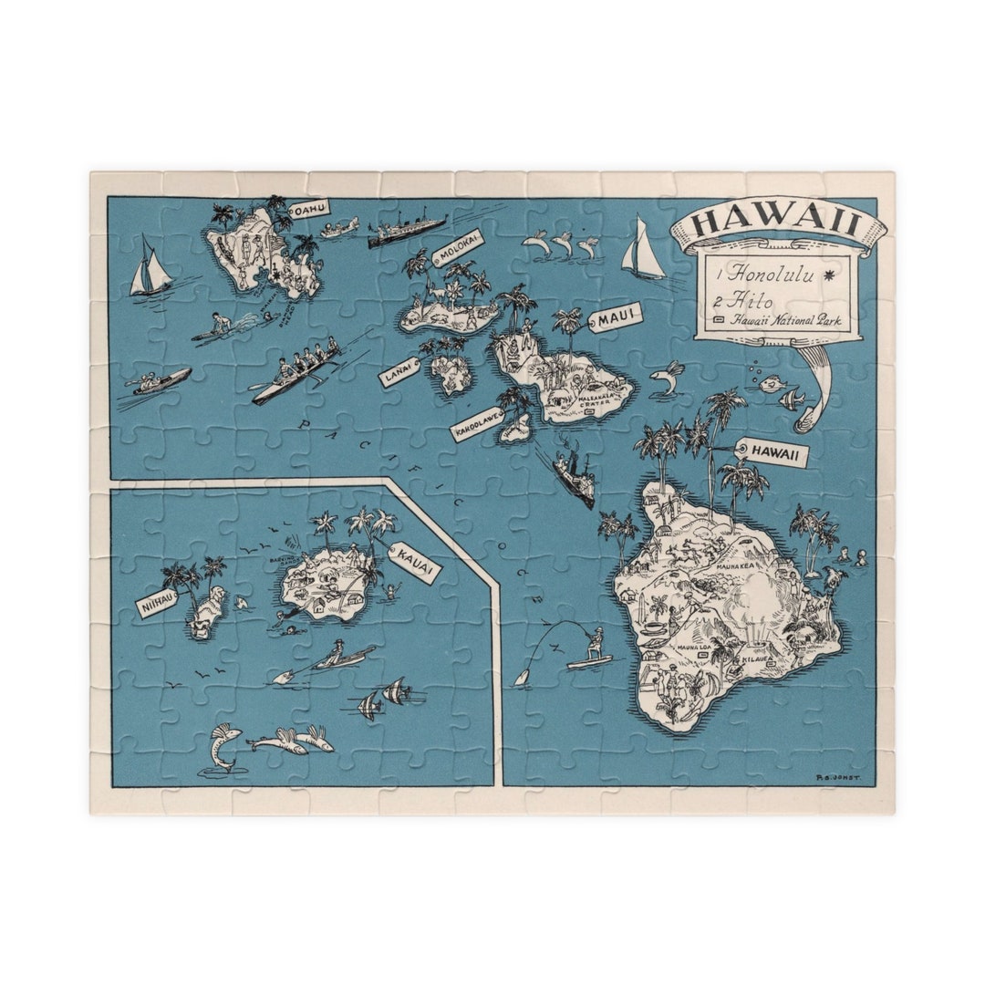 Hawaii Map Puzzle Hawaii Puzzle for Adults Hawaii Jigsaw Puzzle 500 ...