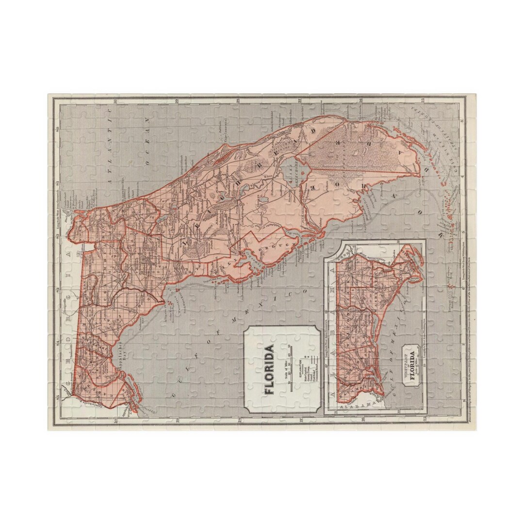 Florida Map Puzzle - Florida Puzzle for Adults - Florida Jigsaw Puzzle ...