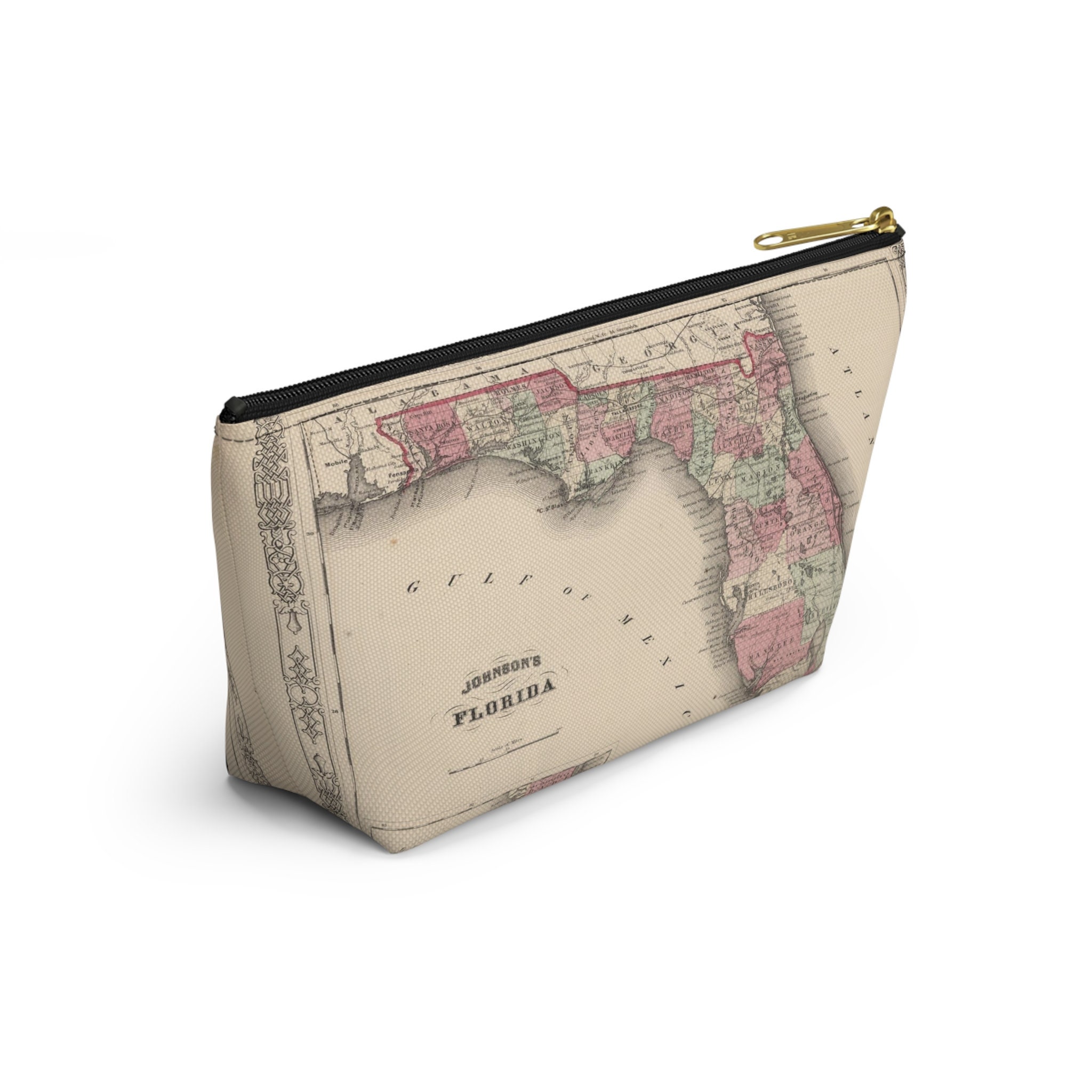 Florida Map Pouch Vintage Florida Map Florida Gift Florida Wristlet ...