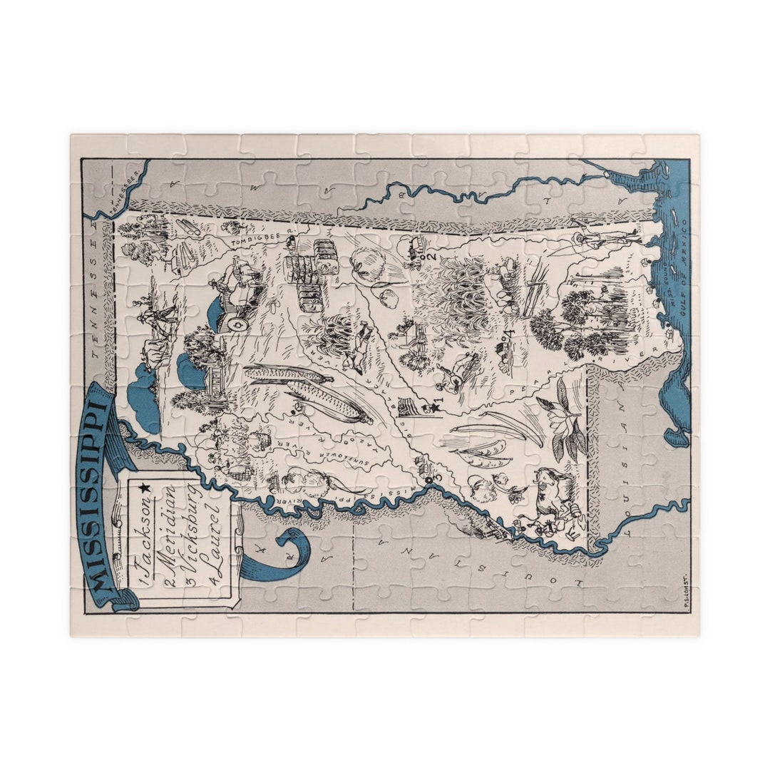 Mississippi Map Puzzle Mississippi Puzzle for Adults Mississippi Jigsaw ...