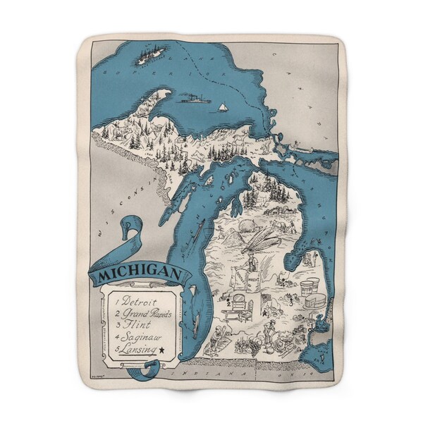 Michigan Map Throw Blanket - Etsy