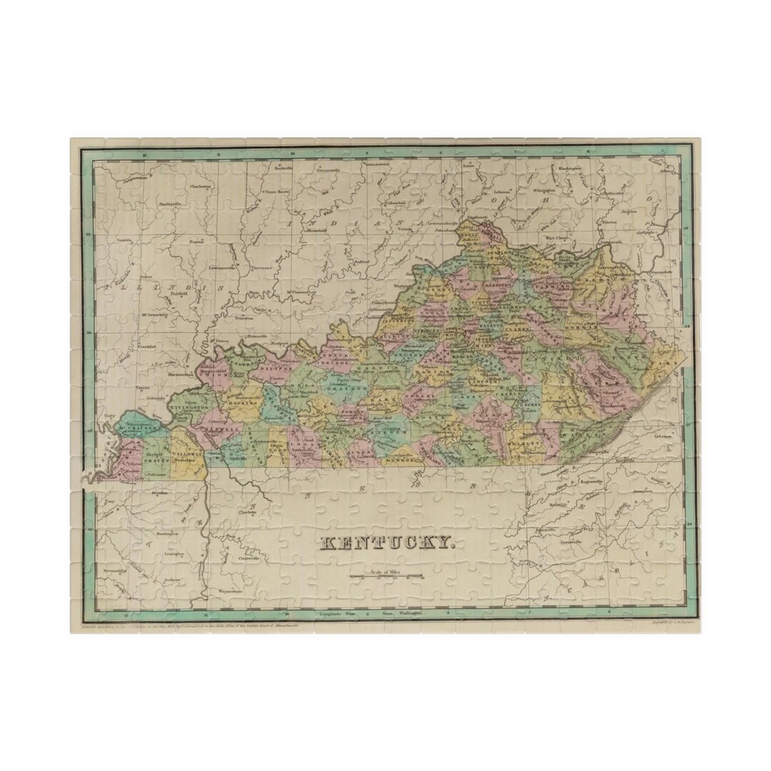 Kentucky Map Puzzle - Kentucky Puzzle for Adults - Kentucky Jigsaw ...
