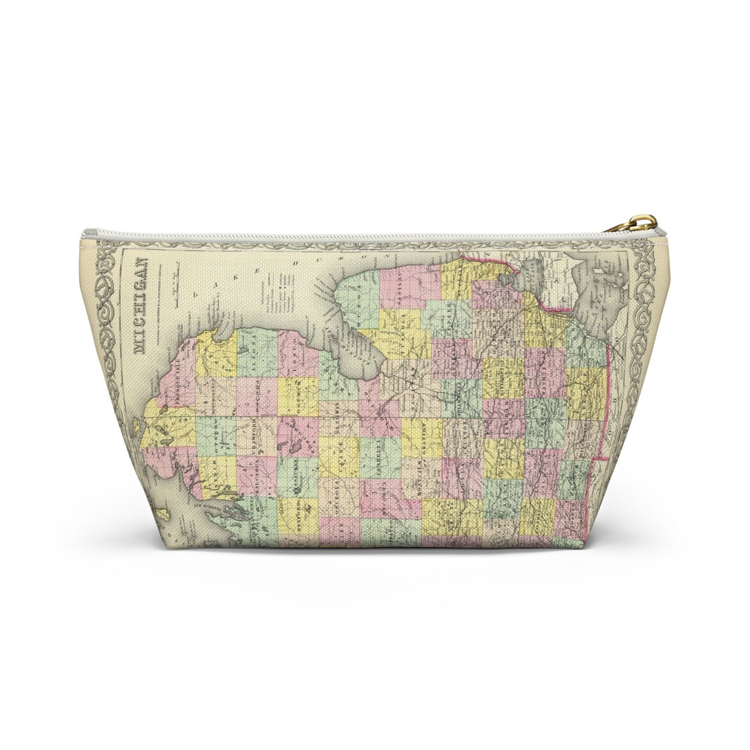 Michigan Map Pouch - Vintage Michigan Map - Michigan Gift - Michigan ...