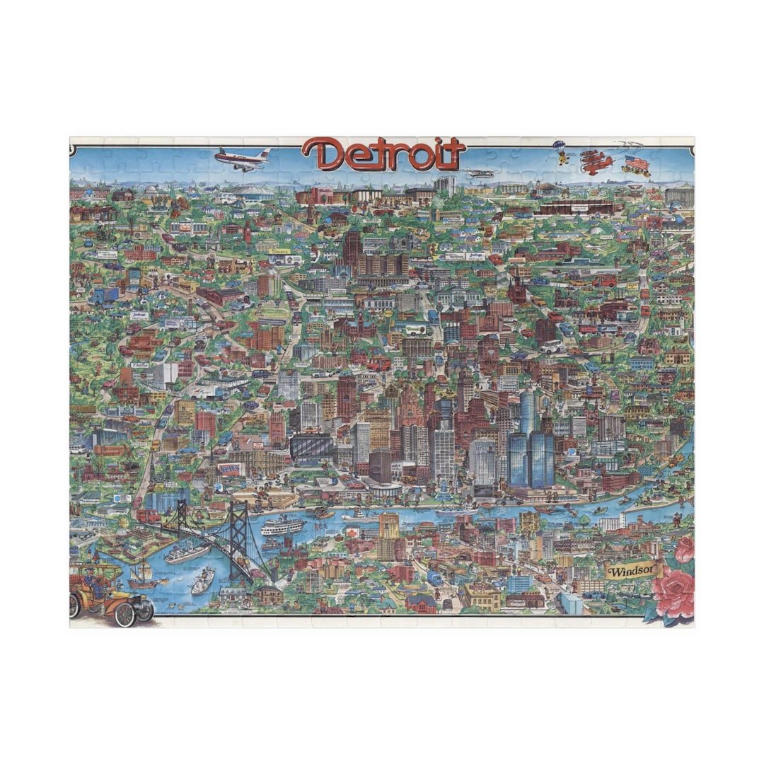 Detroit Map Puzzle - Detroit Puzzle for Adults - Detroit Jigsaw Puzzle ...