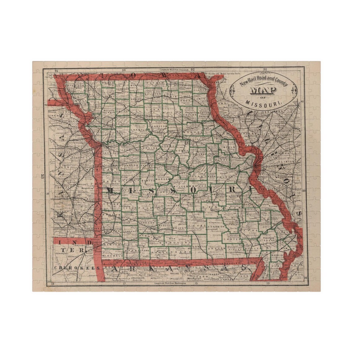 Missouri Map Puzzle - Missouri Puzzle for Adults - Missouri Jigsaw ...
