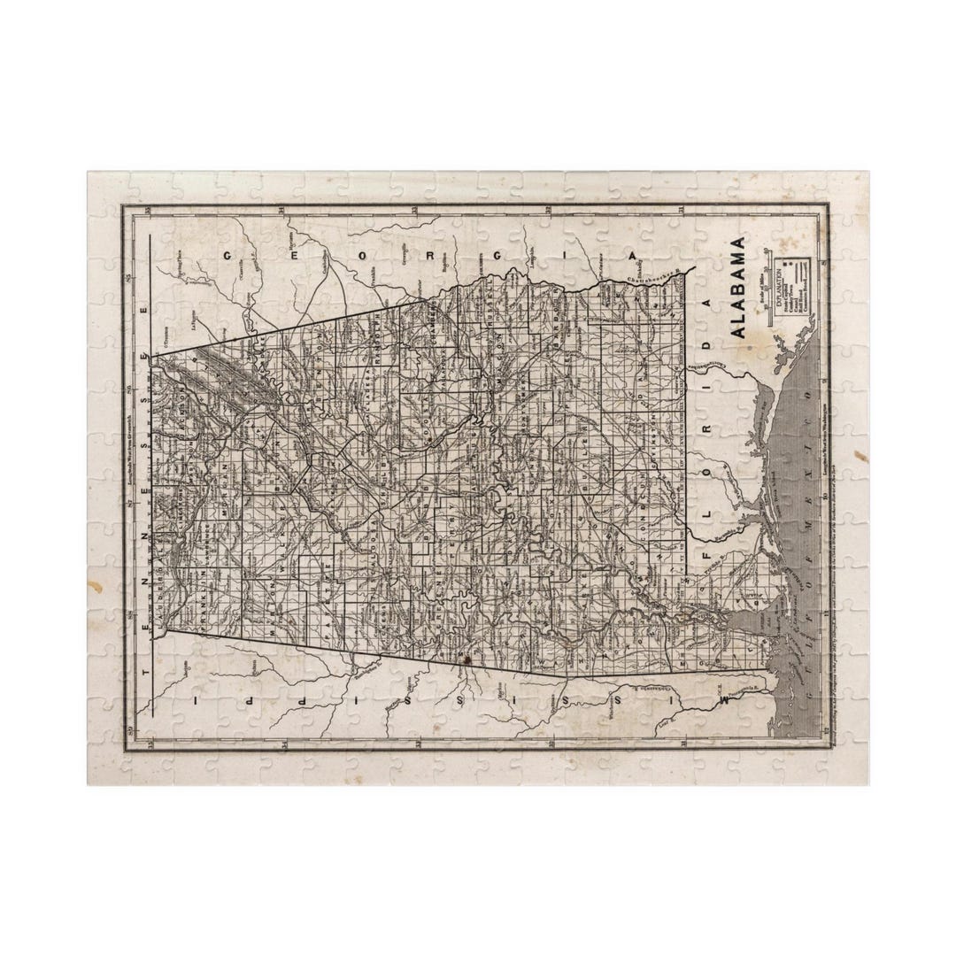 Alabama Map Puzzle - Alabama Puzzle for Adults - Alabama Jigsaw Puzzle ...